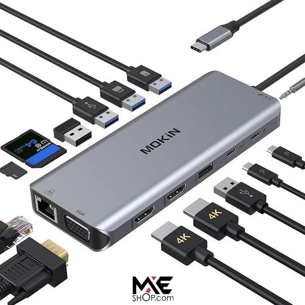MOKiN Dual HDMI and VGA 14 in 1 USB C Docking Station with PD - MXESHOP
